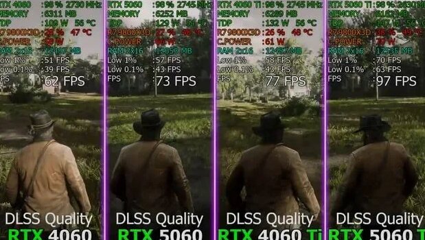 RTX 5060 vs RTX 5060 Ti vs RTX 4060 vs RTX 4060 Ti - сравнение в 10 ...