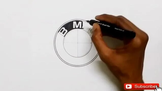 How to draw BMW LOGO very easily / LOGO Drawing 06 - Смотреть онлайн в ...