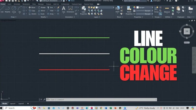 how to change line colour autocad | how to draw colour line in autocad ...