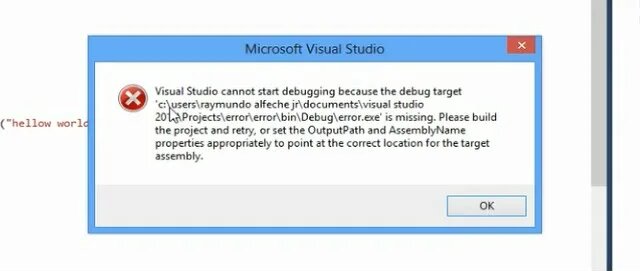 Fix- Visual Studio cannot start debugging because the debug target ...