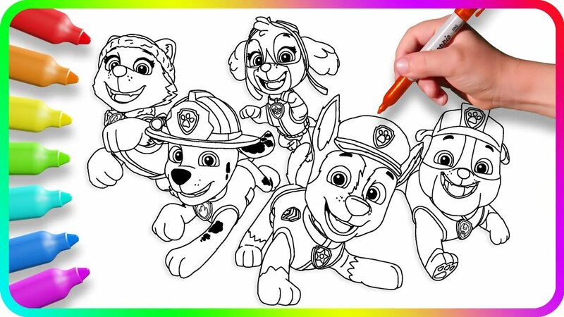 PAW Patrol Coloring Pages - Chase, Marshall, Skye. How to draw Paw ...