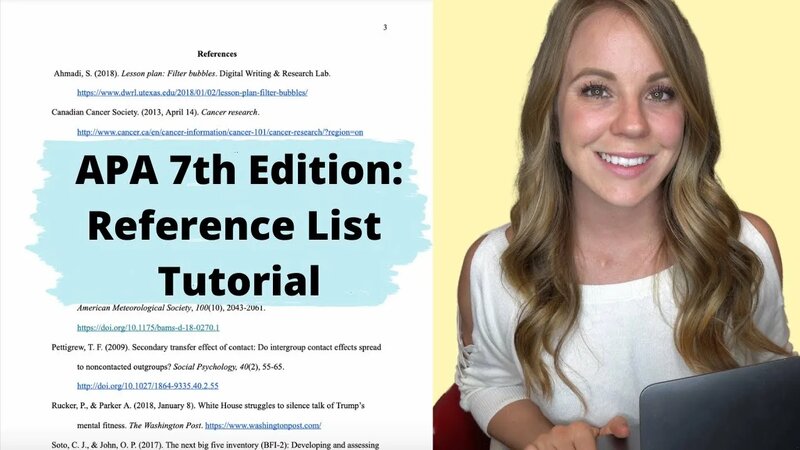 APA Format 7th Edition: Reference Page Tutorial (Websites, Journals ...