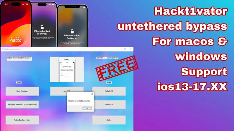 Hackt1vator untethered iCloud bypass for macOS and windows | free ecid registration | ios12-17 ...