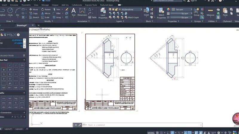 Konik Dişli ÇARK Örnek Teknik Resim (Bevel Gear Wheel Sample Technical ...