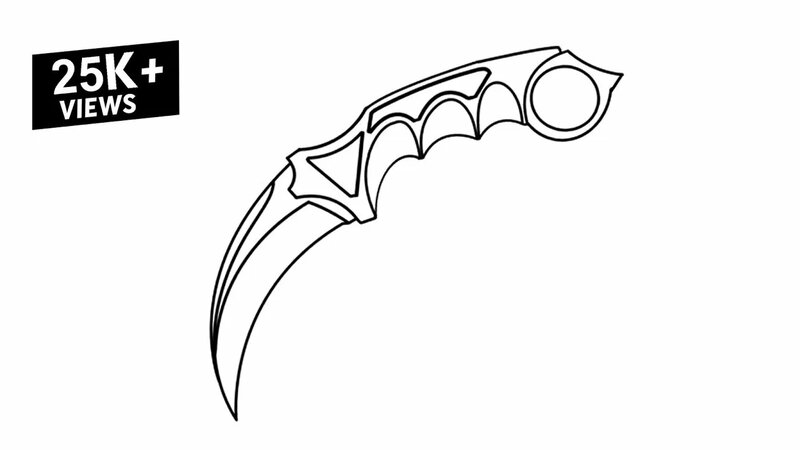 How To Draw Karambit From Counter Strike Step By Step | Karambit ...