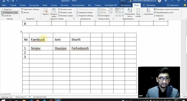 6-dars. MS Word dasturida jadvallar bilan ishlash. Jadvallar ustida ...