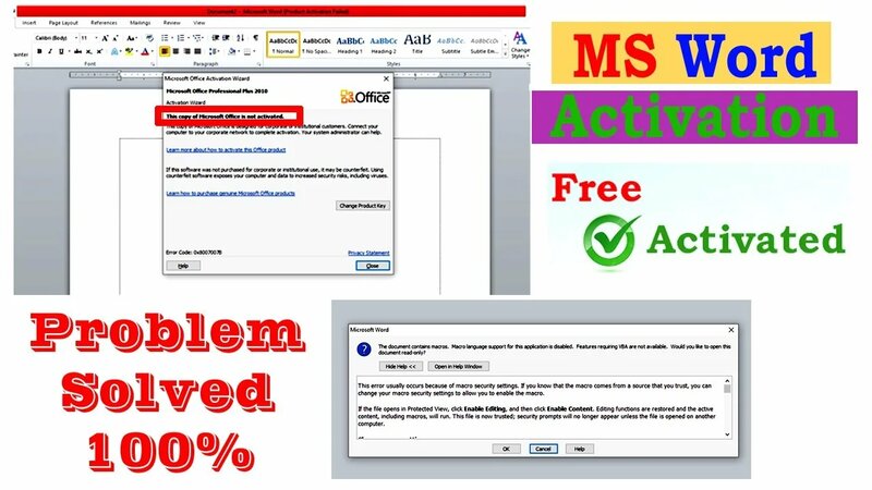 Activate Microsoft Word 2010, 2013, 2016, 2021 || MS Office Product Key ...
