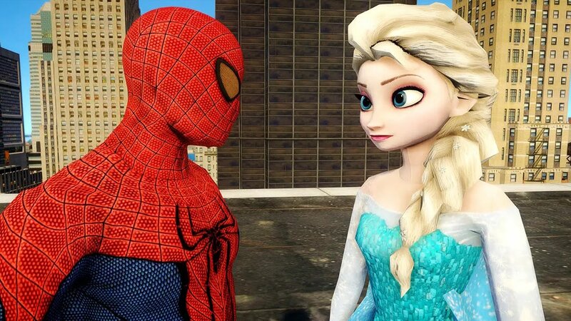 Spiderman vs Elsa Frozen Spider man Merry Christmas