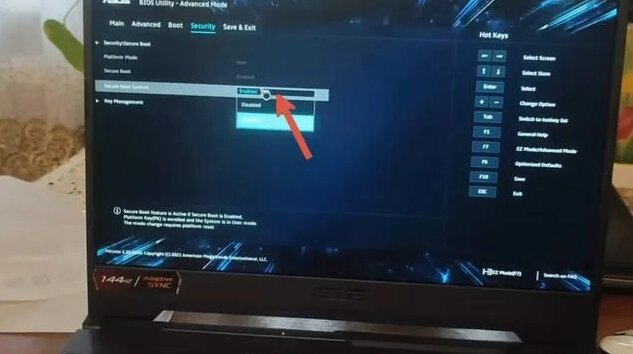 ASUS TUF Gaming F15 Как отключить Secure Boot. Клавиши для входа в BIOS ...