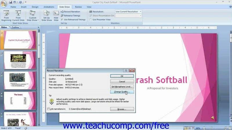 PowerPoint 2007 Tutorial Recording Narration-2007 Only Microsoft ...