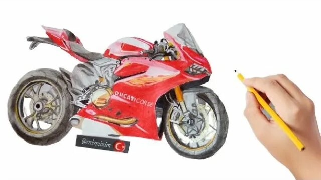 Ducati Corse 1199 Çizimi / Motor Nasıl Çizilir? / Realistic drawing ...