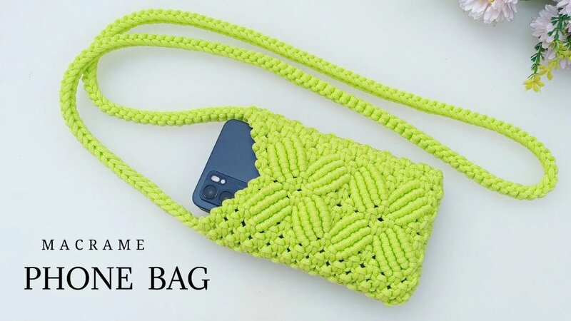 Macrame mini phone bag | DIY Macrame Phone Bag in Elegant Flower Design ...