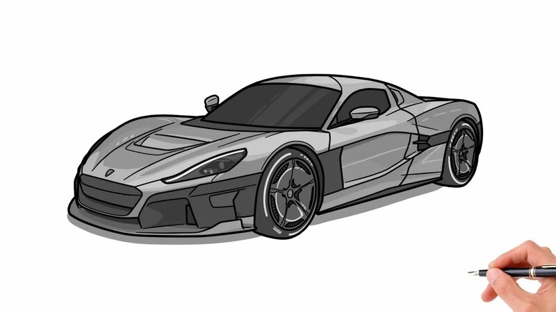 How to draw a Rimac Nevera / drawing rimac nevera 2022 sports car step ...