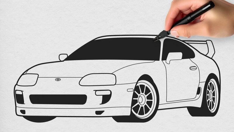 How to Draw a Toyota Supra MK4 Easy | Step by Step Car Drawing ...