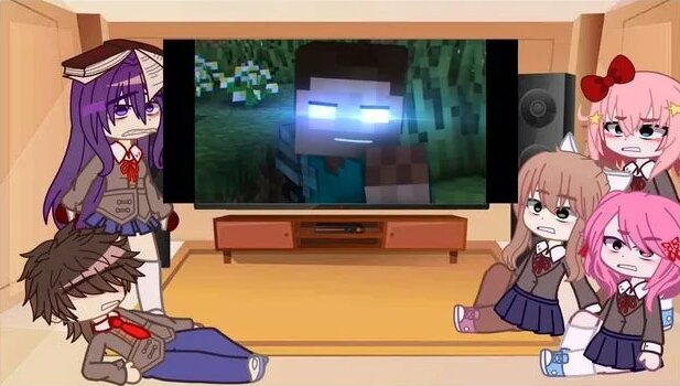 Ddlc Reacts to Herobrine Vs Null Minecraft Animation - Смотреть онлайн ...