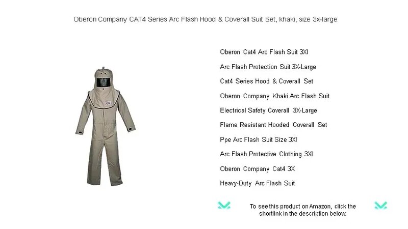 Oberon Company CAT4 Series Arc Flash Hood & Coverall Suit Set, khaki ...