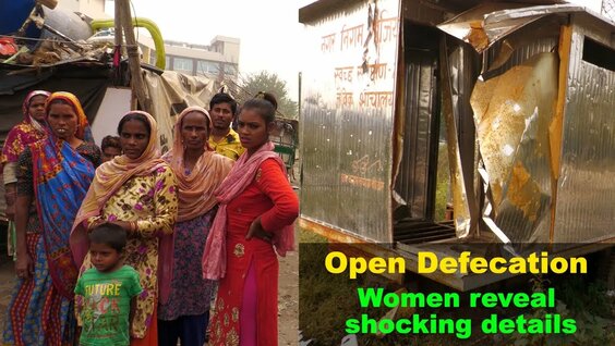 Open Defecation: Women and men squat next to each other to defecate ...