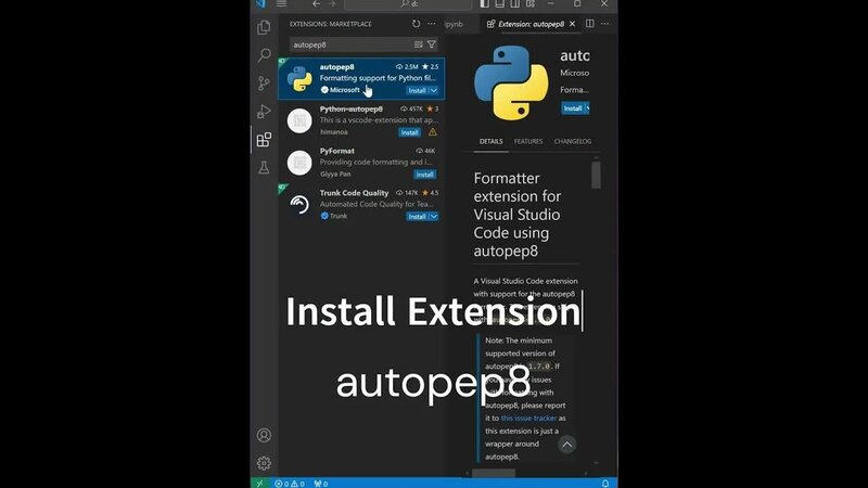 VSCode how to format code. There is no formatter for python files ...