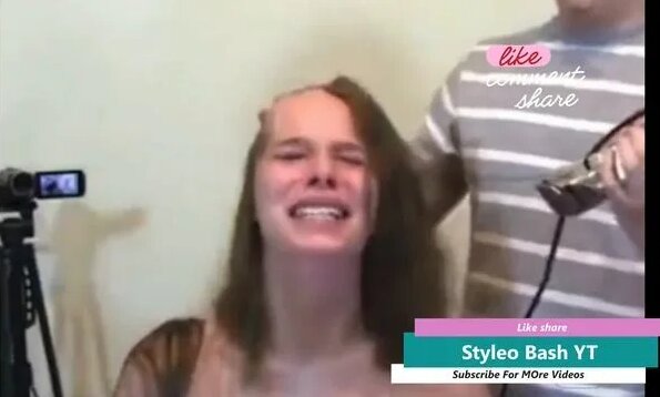 Crying and Forced Head Shave Beautiful Girl Full Bald with Trimmer ...