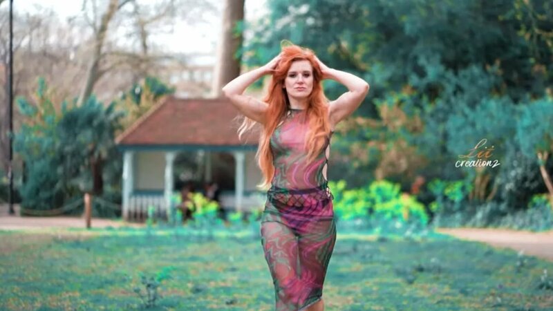 London Fashion Week Model Inga Catwalk wearing Rainbow dress 2