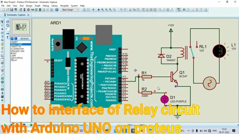 How to interface of Relay circuit with Arduino UNO on proteus + coding ...