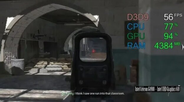 Intel UHD Graphics 610 -- Intel Celeron G4900 -- Call of Duty Modern ...