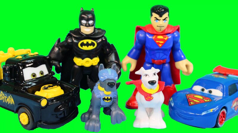 Batman & Superman Team Up WIth Lightning McQueen Mater Krypto Ace Dog ...