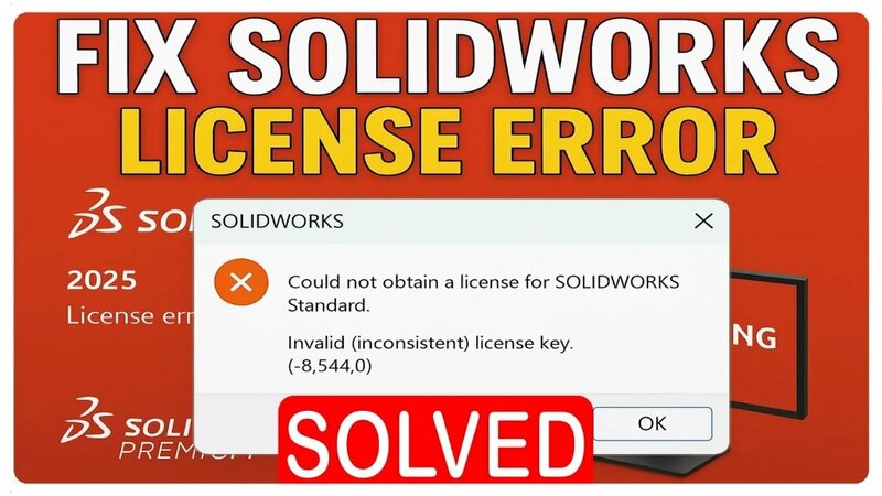 How to Fix SolidWorks Invalid License Key Error 8,544,0 | Works for ...