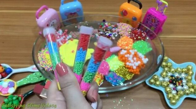 MixingRandom Things into Clear Slime #9 !!! SlimeSmoothie Relaxing ...