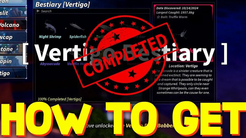 How To Get 100% Bestiary Vertigo (ALL FISH & Mythical Fish) in Fisch ...