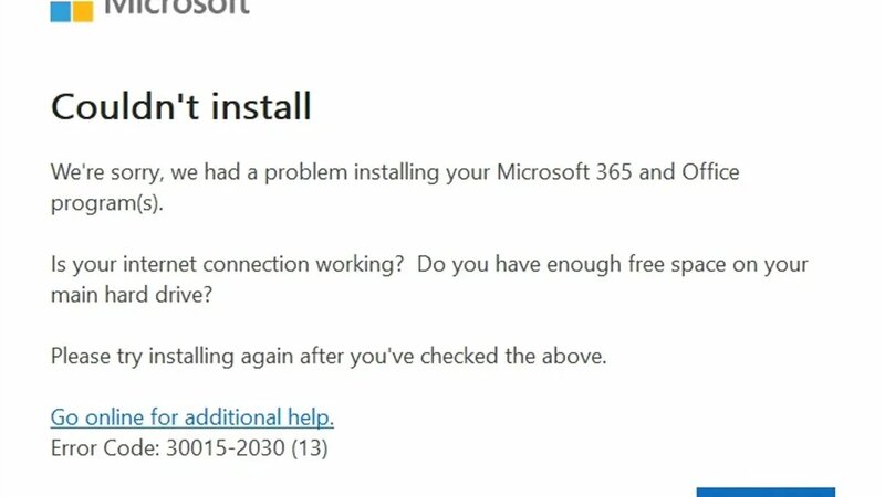 Fix Microsoft Office Error Code 30015-2030 (13) Couldn't Install On PC ...