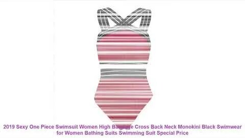 2019 Sexy One Piece Swimsuit Women High Bandage Cross Back Neck Monoki ...