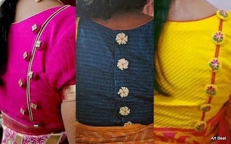 Latest Back Button Blouse Designs For Girls, Blouse neck designs ...