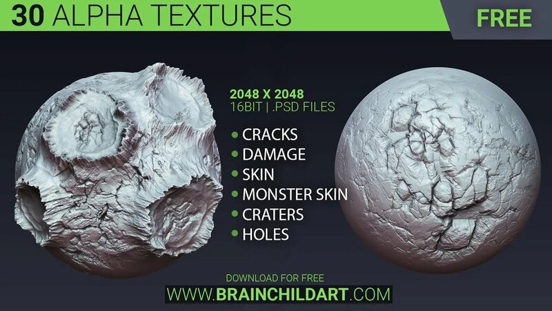 FREE - 30 alpha textures | Cracks, Damage, Monster Skin, Craters ...