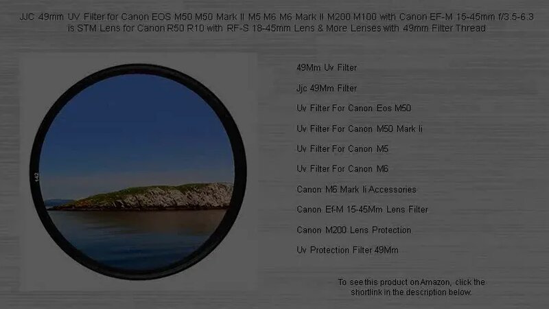 JJC 49mm UV Filter for Canon EOS M50 M50 Mark II M5 M6 M6 Mark II M200 ...