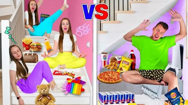 24 ЧАСА НА Лестнице И ПОД Челлендж! Справимся ли мы?! — Видео от Double Bubble / Дабл Бабл ...