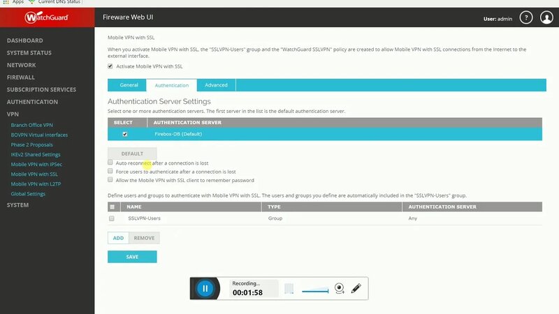 How To Set Up Mobile VPN With SSL - Watchguard T10-W - Yandex Video ...