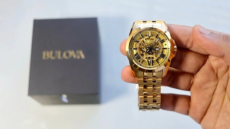 Bulova Automatic Watch, Bulova Men's Sutton SSG Bracelet Gold-Tone Dial ...