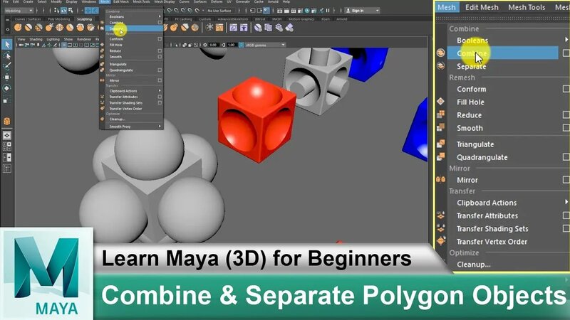 How to Combine & Separate Polygon Objects in Maya 2018 | Learn Maya 3d ...
