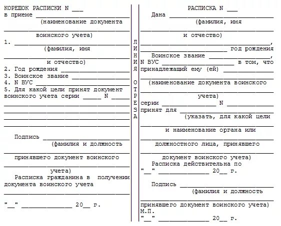 Пример заполнения воинского учета