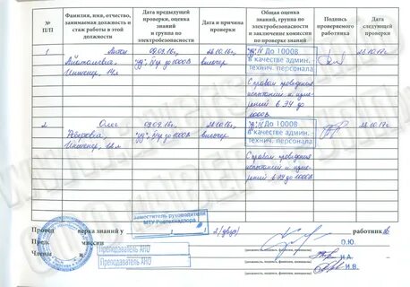 Журнал по электробезопасности образец заполнения