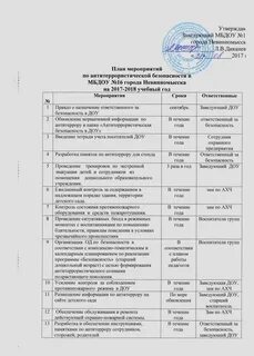 План тренировок по антитеррористической защищенности в школе