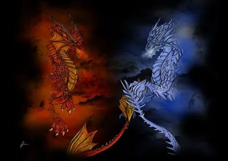Fire Dragon Vs Water Dragon Wallpaper