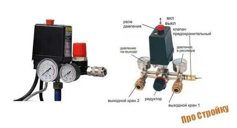 Схема подключения реле давления компрессора воздушного