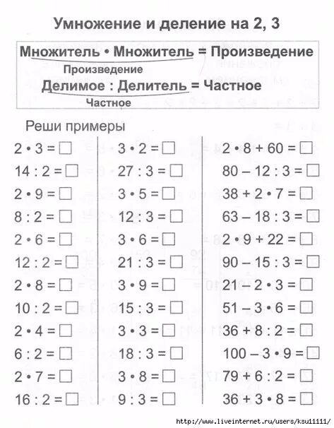 Карточки таблица умножения 3 класс