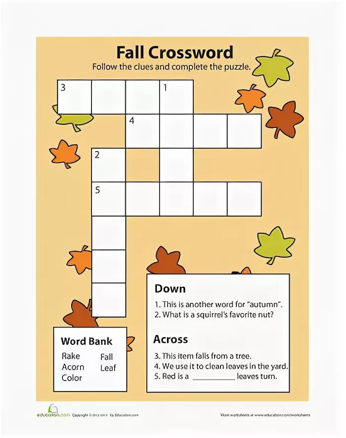 Fall Crossword Puzzle