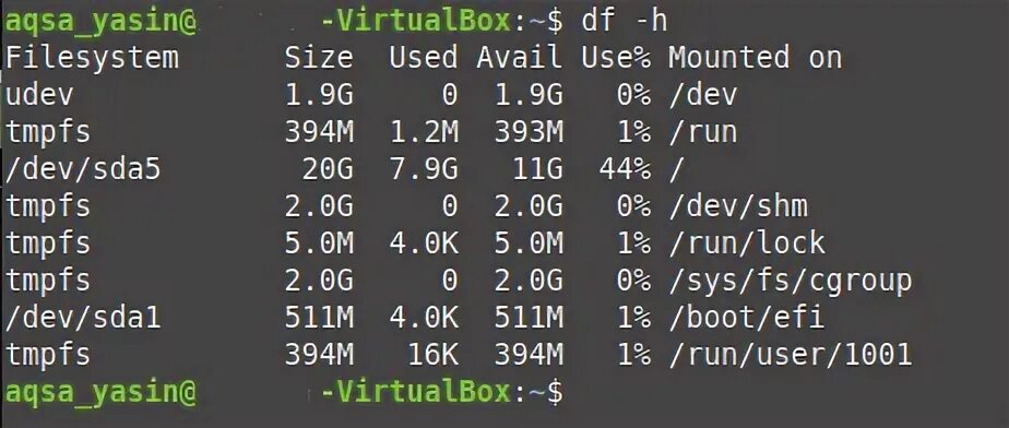 Check Free Space Linux Terminal